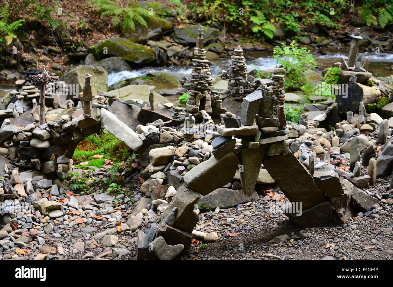 A strange composition of small mountain rocks. imitation of ancient ...