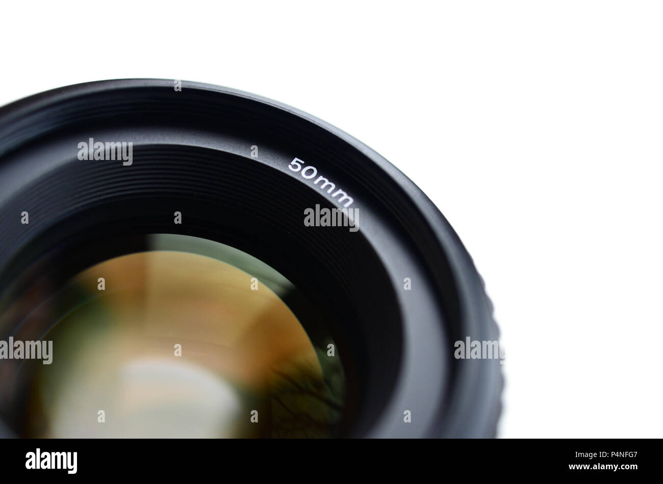 Fragment of a portrait lens for a modern SLR camera. A photograph of a ...