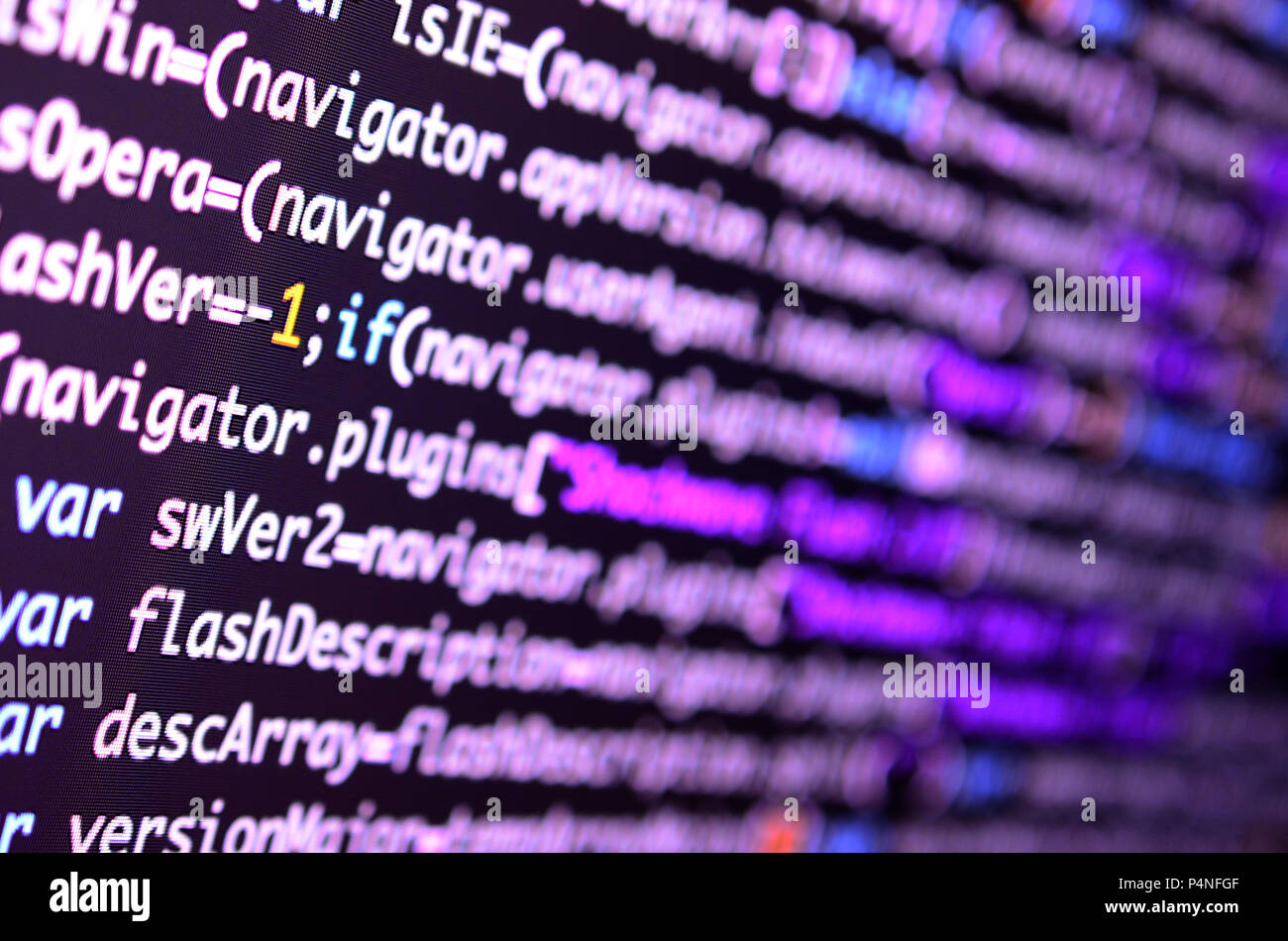 Macro shot of the command line on the monitor of the office computer ...