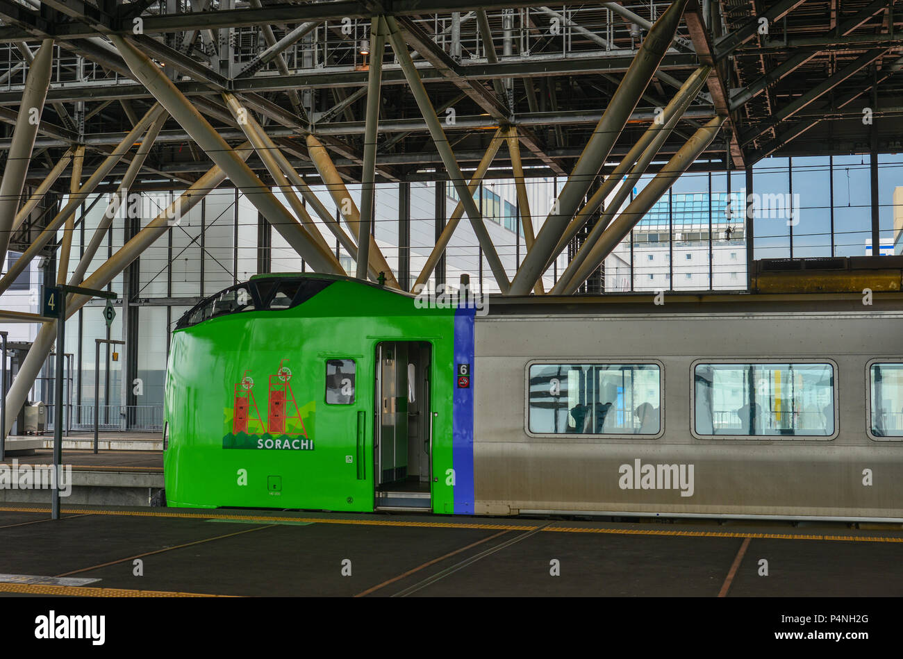 Sapporo, Japan - Sep 26, 2017. A train coming to JR station in Sapporo ...