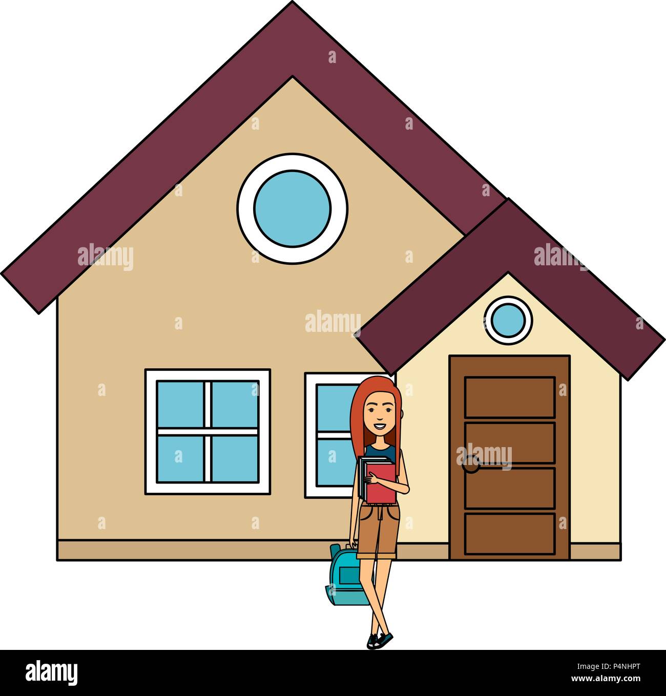 student young woman outside the house Stock Vector Image & Art - Alamy