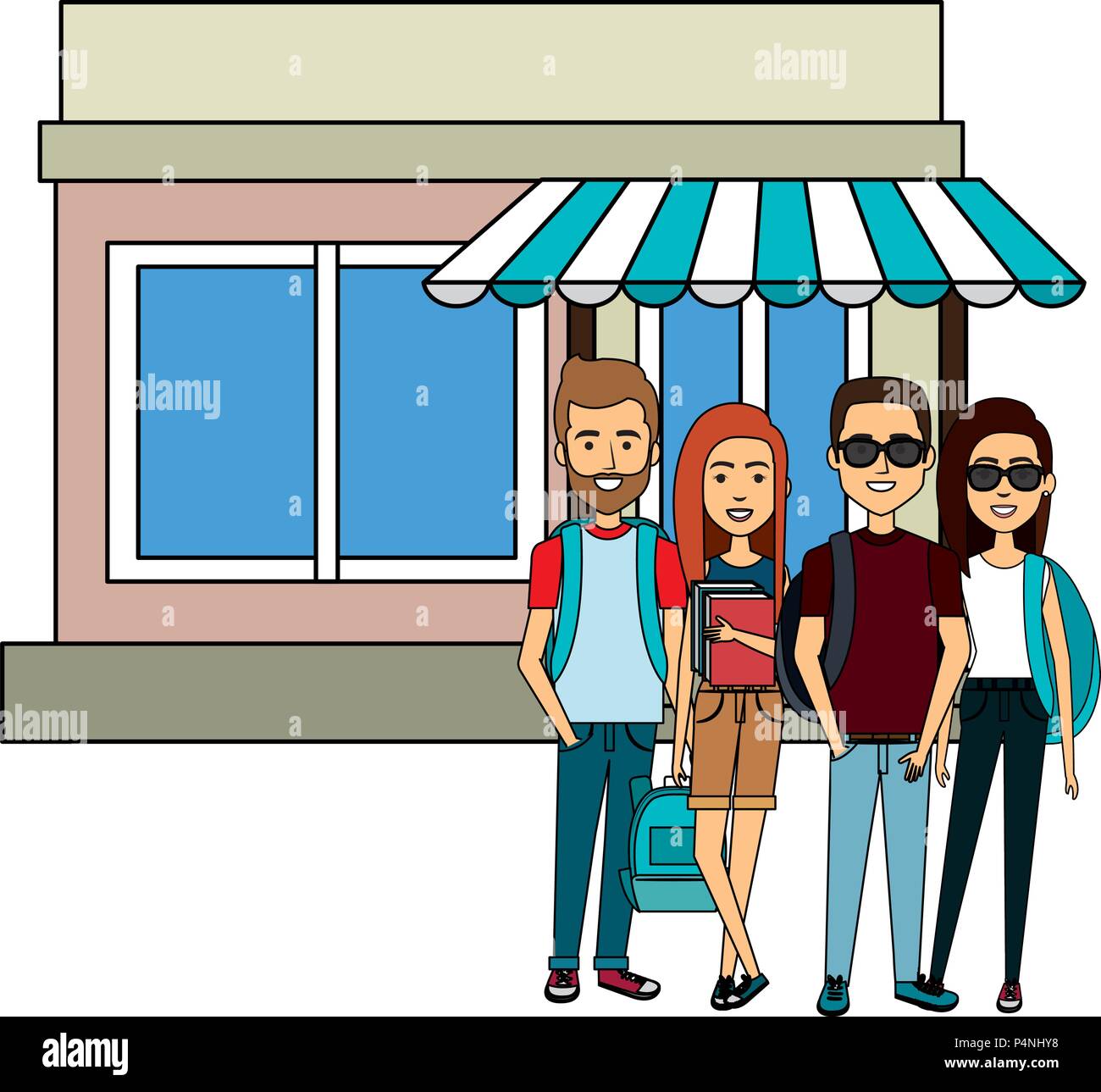 group of friends outside the restaurant Stock Vector Image & Art - Alamy