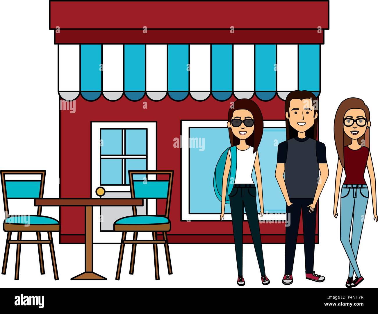 Group of people eating outdoors Stock Vector Images - Alamy