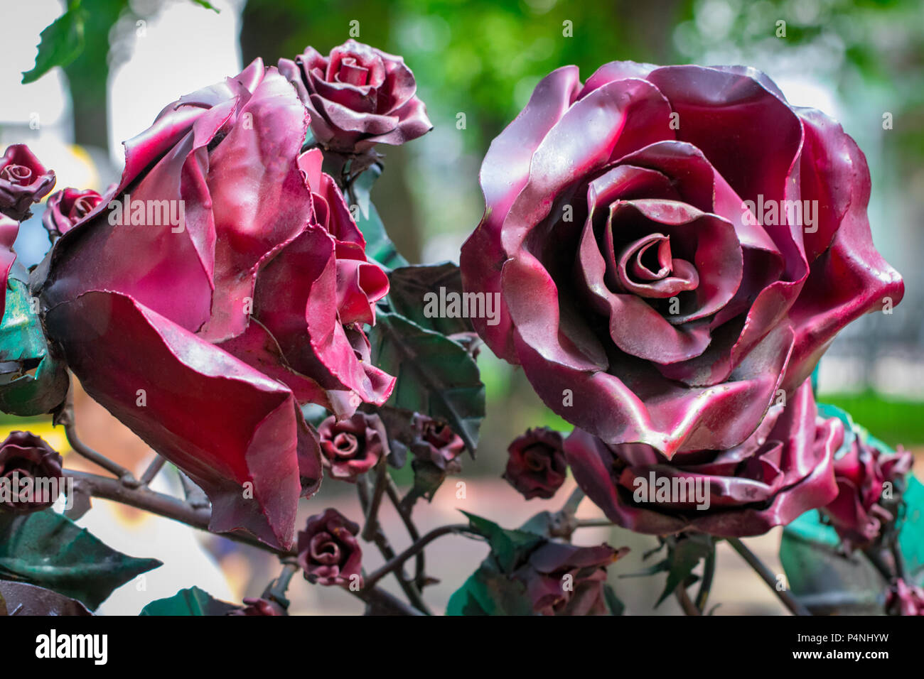 Details, structure and ornaments of forged iron gate. Decorative ...