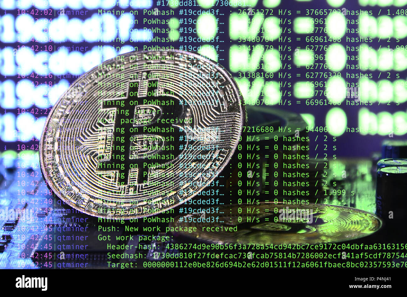 Image of the program code showing the process of mining the crypto ...