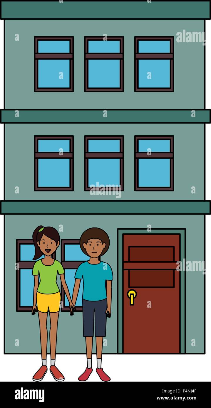Couple home standing front Stock Vector Images - Alamy