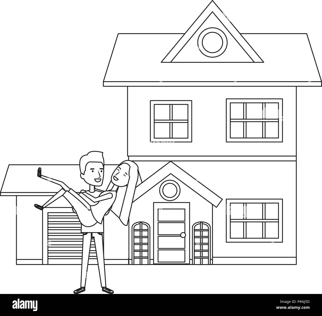 couple lovers outside the house Stock Vector Image & Art - Alamy