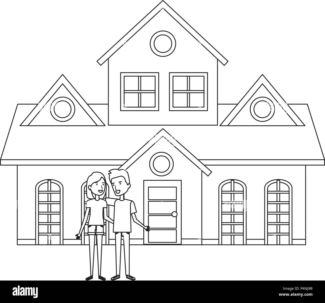Couple home standing front Stock Vector Images - Alamy