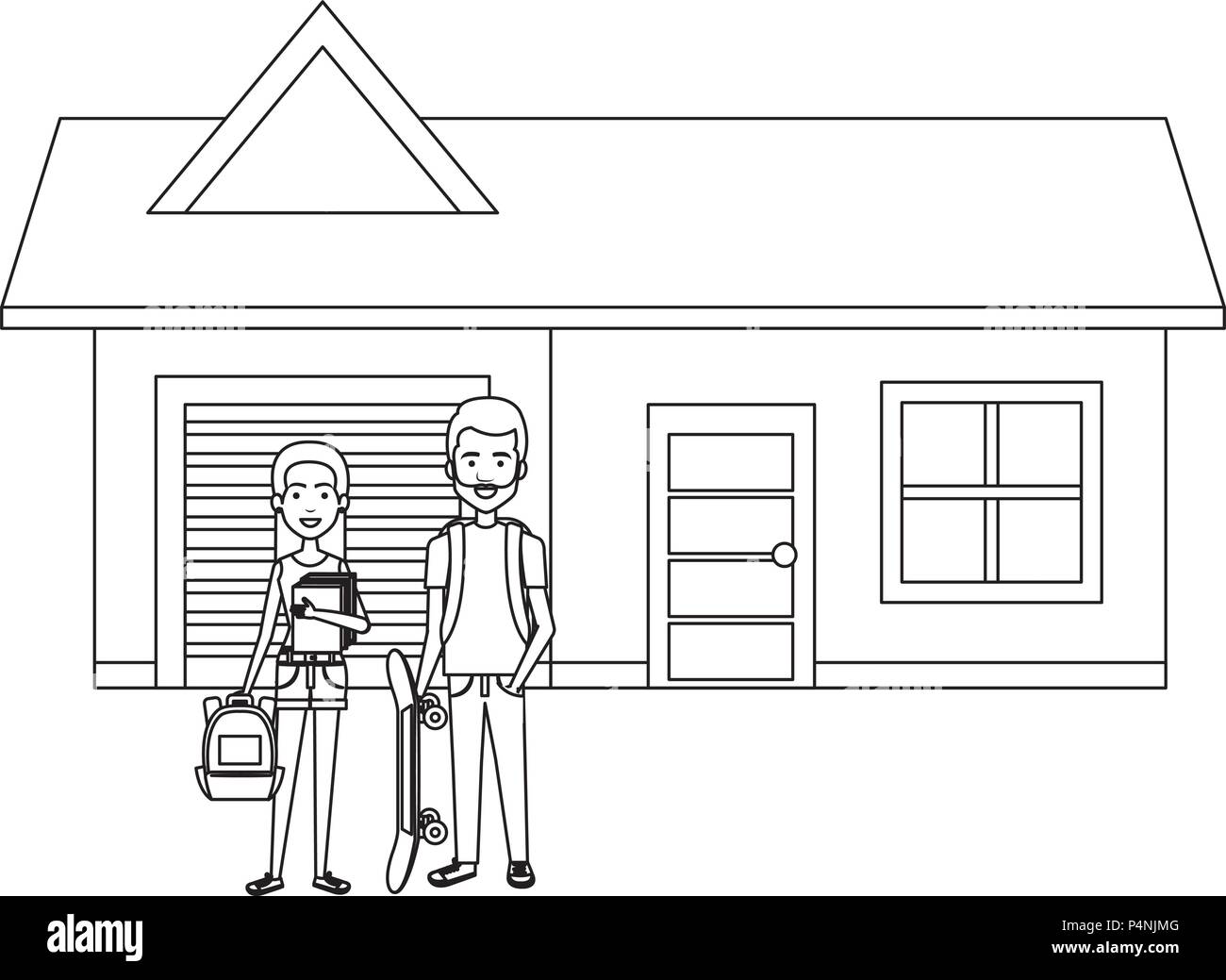 Happy young couple outside Stock Vector Images - Alamy