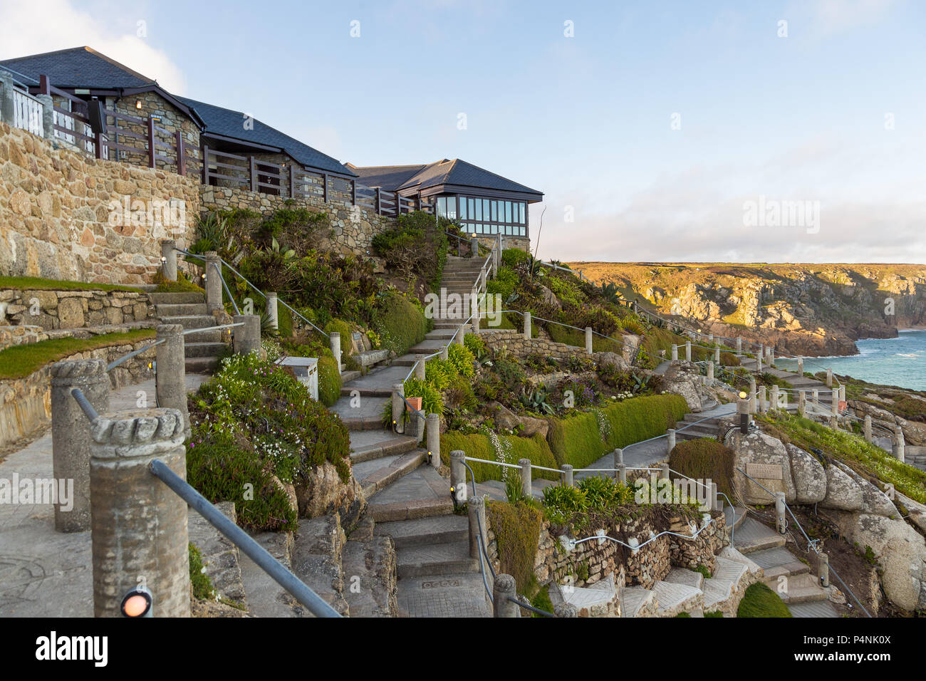 Porthcurno, Cornwall, UK- 01 May 2014: Minack Theater in Cornwall built ...