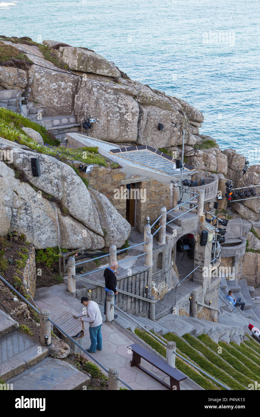Porthcurno, Cornwall, UK- 01 May 2014: Minack Theater in Cornwall built ...