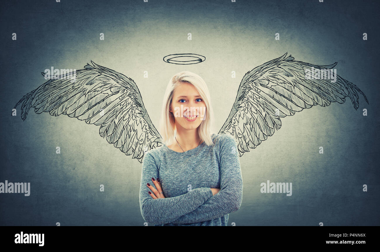 Young woman angel wings hi-res stock photography and images - Alamy