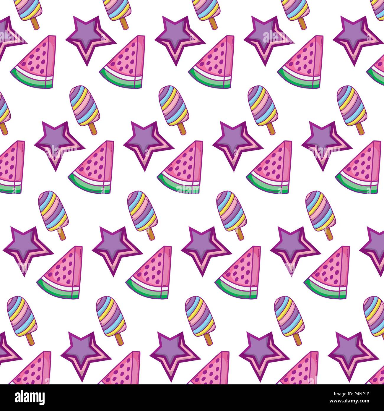 watermelon with star and ice lolly background vector illustration Stock ...