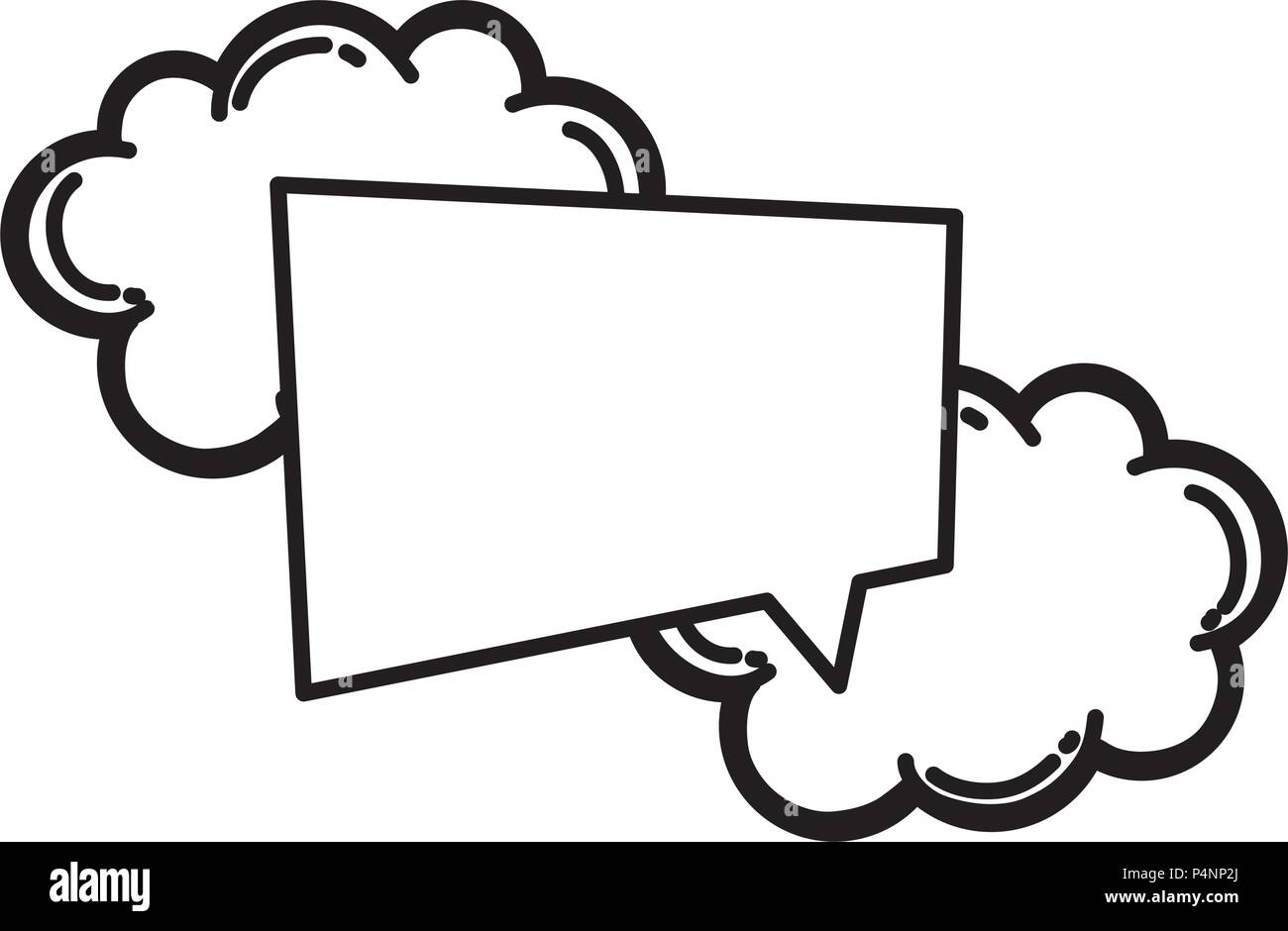 line chat bubble message text with clouds vector illustration Stock ...