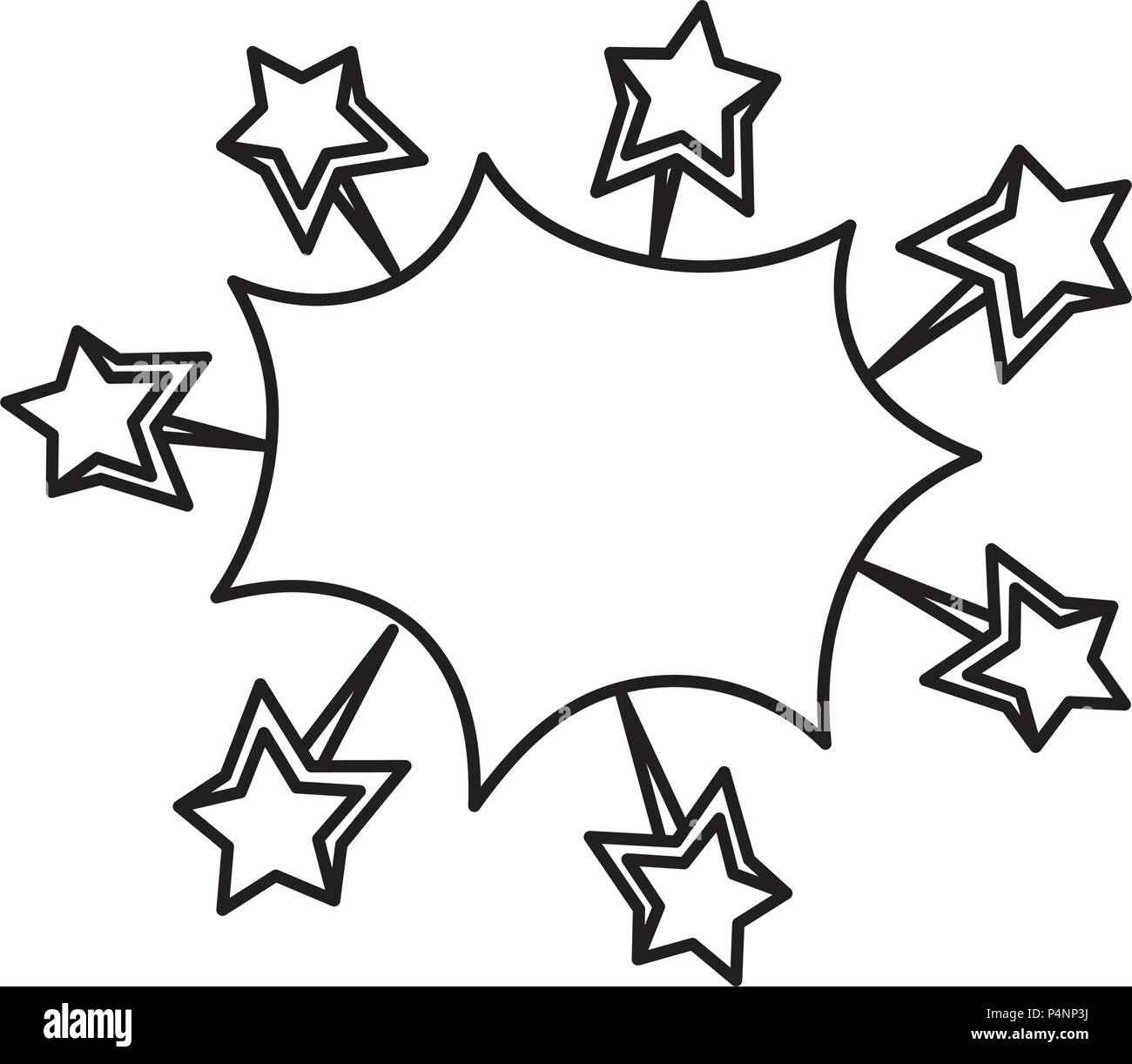 line figure pop art message with stars vector illustration Stock Vector ...