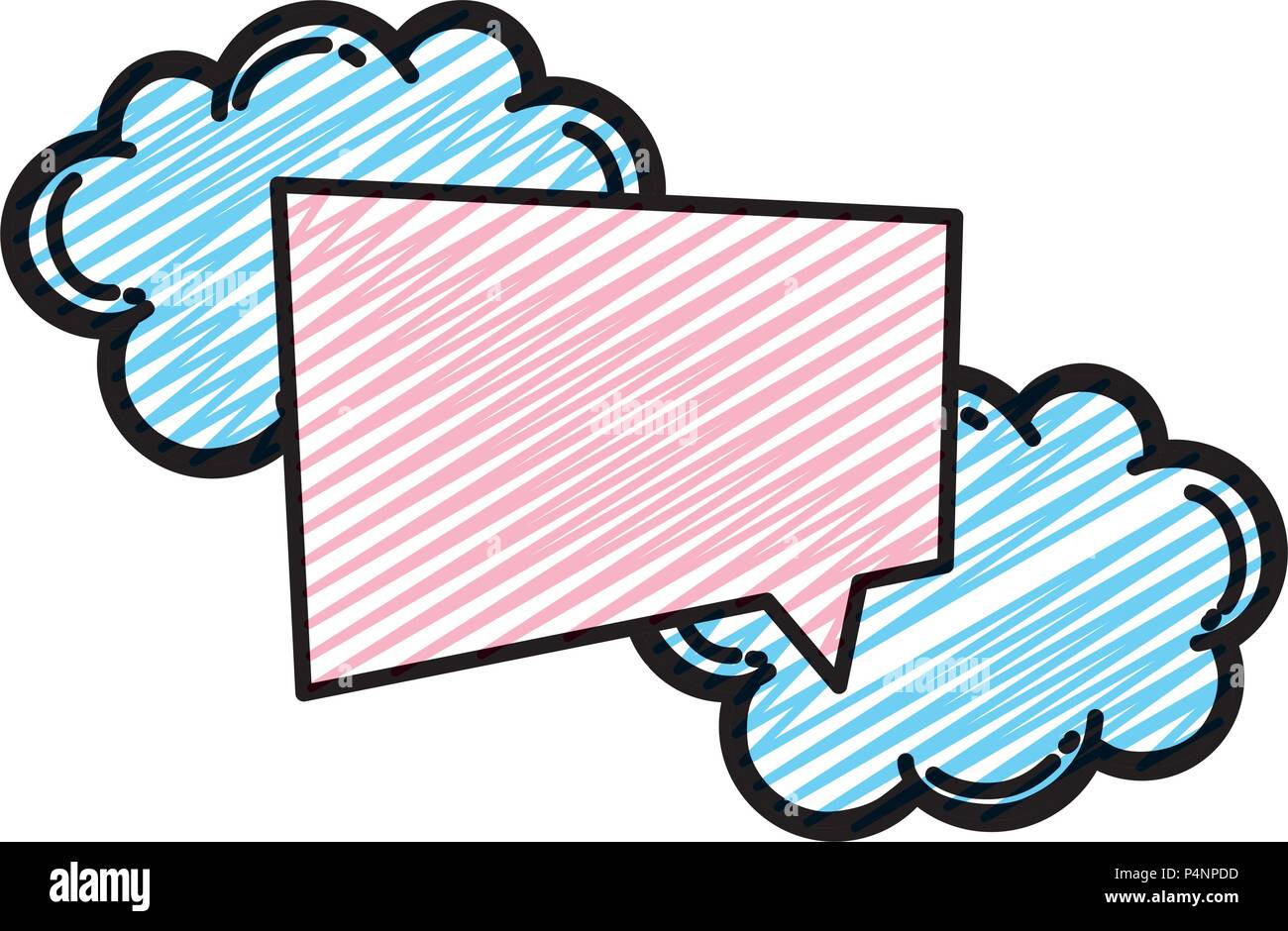 doodle chat bubble message text with clouds vector illustration Stock ...