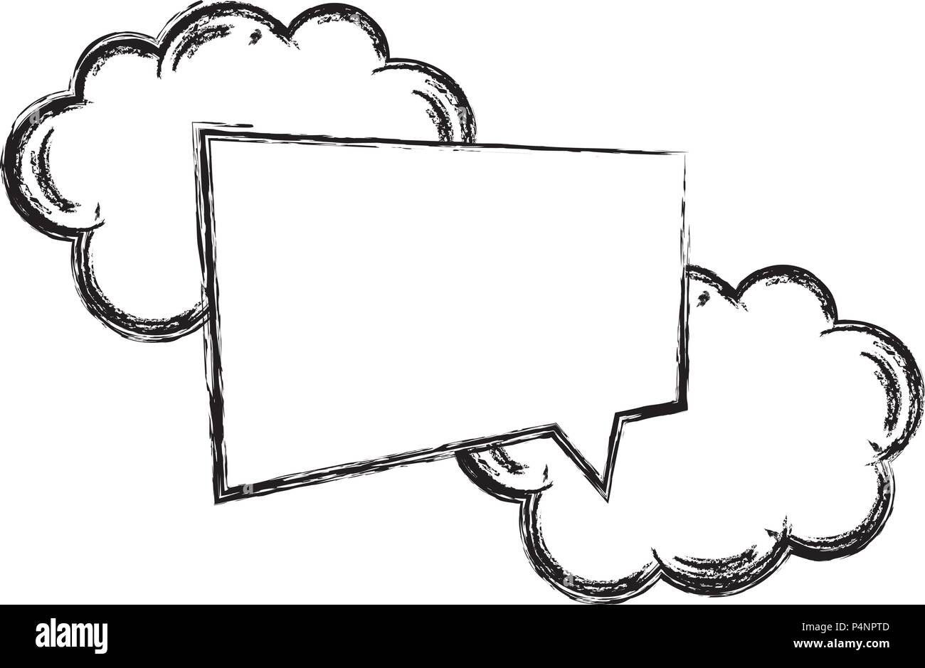 grunge chat bubble message text with clouds vector illustration Stock ...