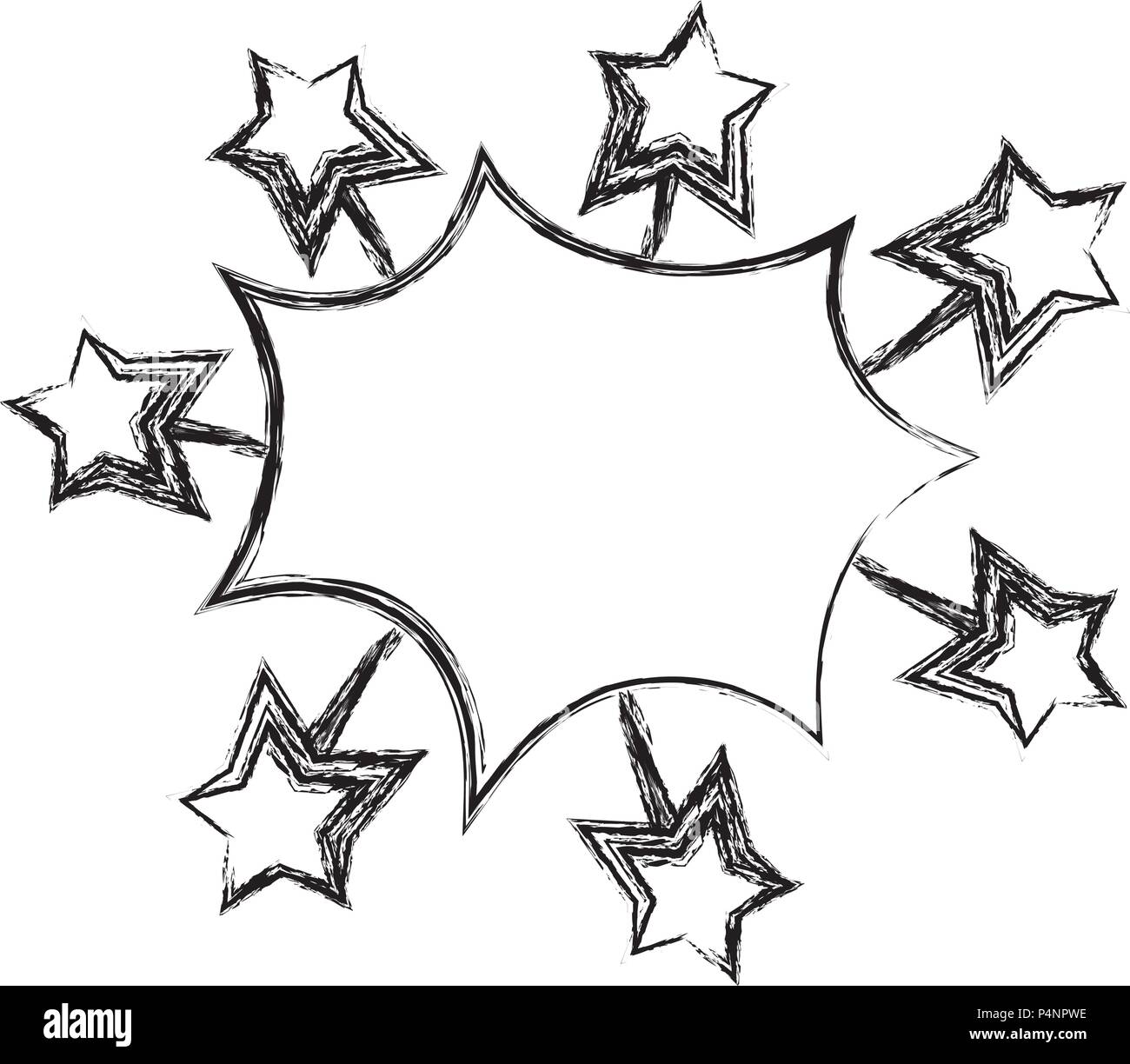 grunge figure pop art message with stars vector illustration Stock ...