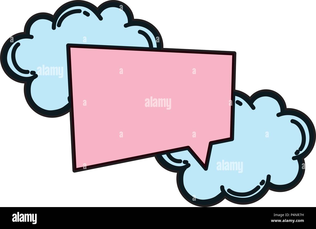 color chat bubble message text with clouds vector illustration Stock ...