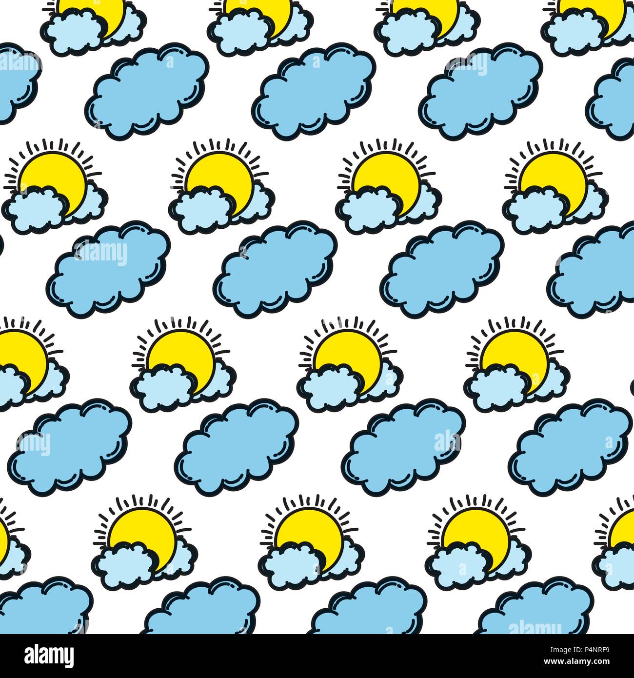 color nice sun weather and clouds background vector illustration Stock ...