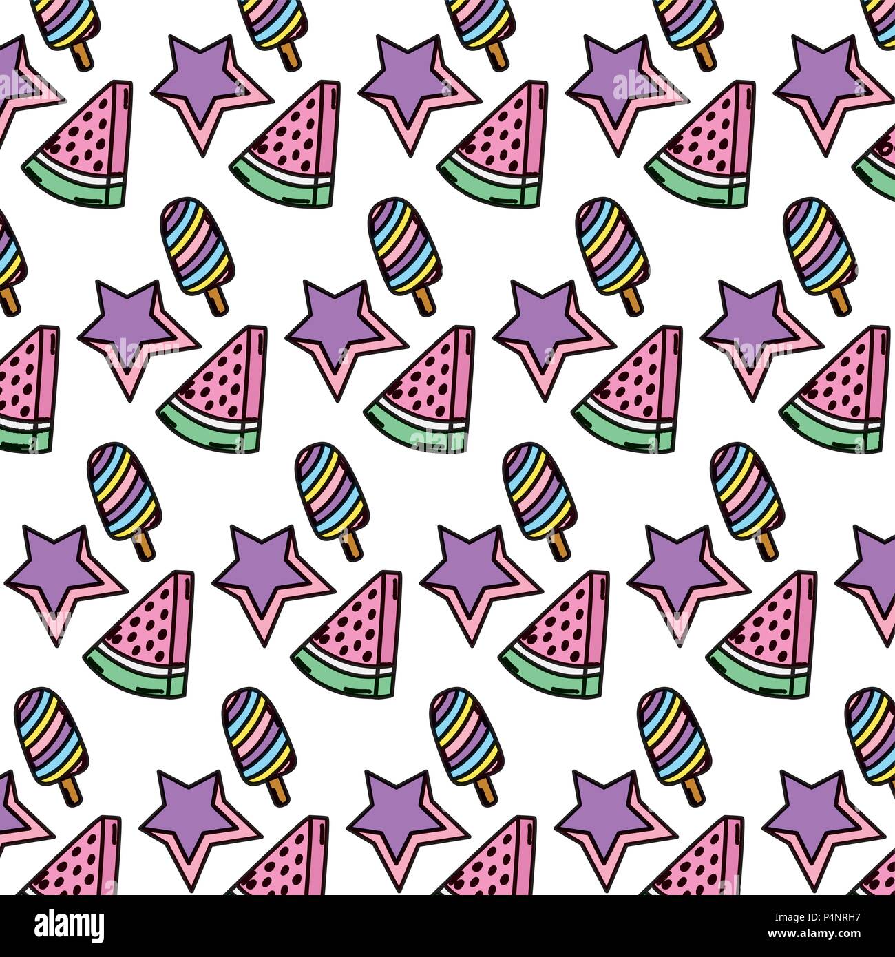 color watermelon with star and ice lolly background vector illustration ...