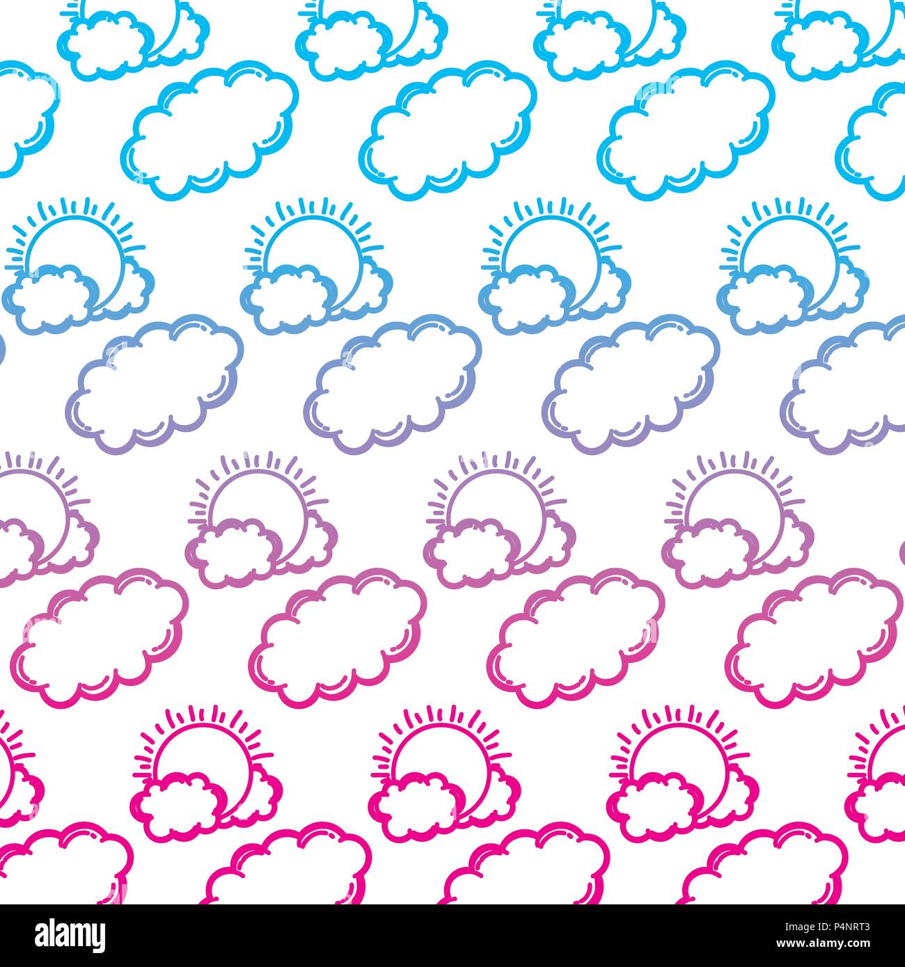 degraded line nice sun weather and clouds background vector ...