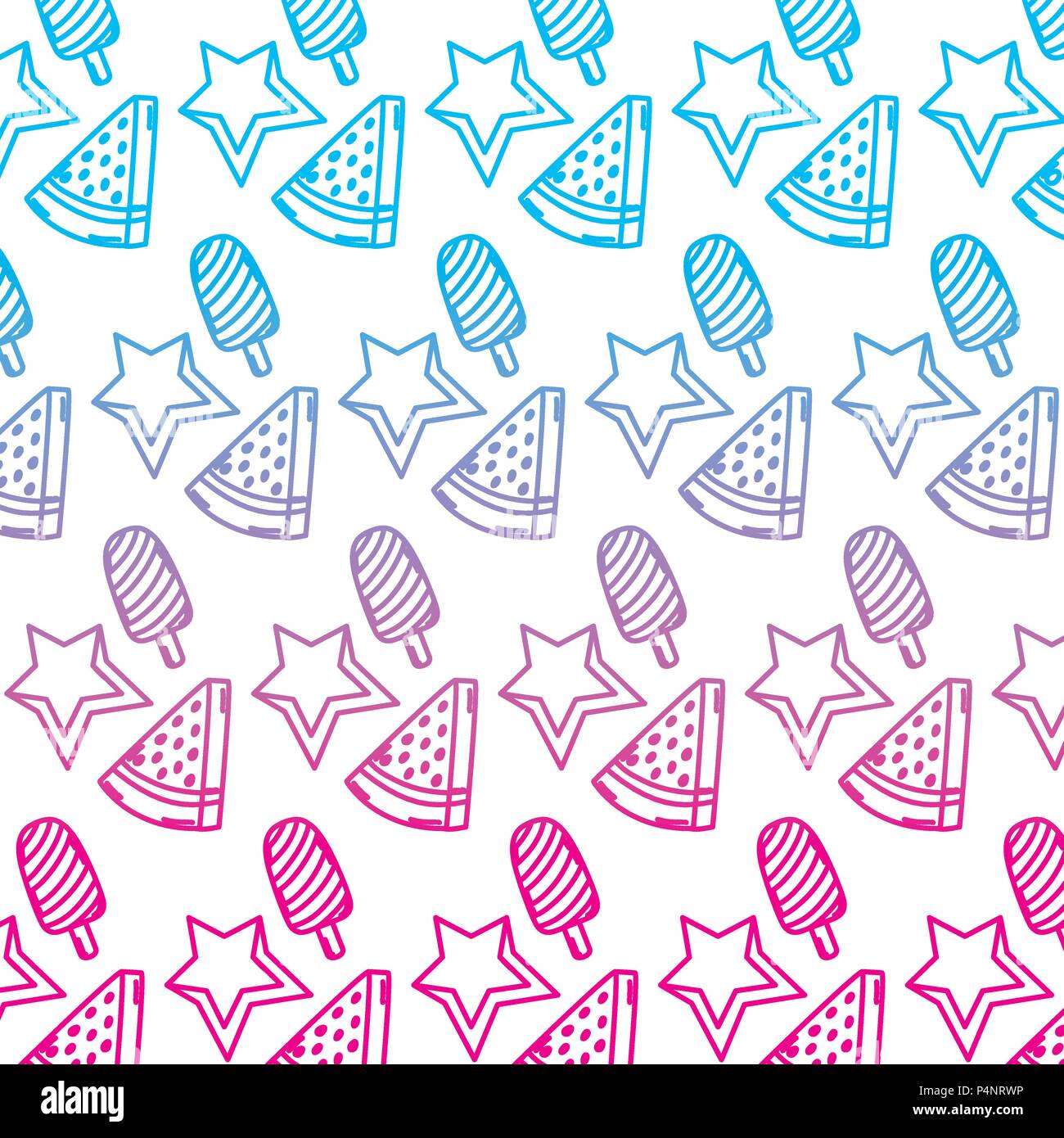 degraded line watermelon with star and ice lolly background vector ...
