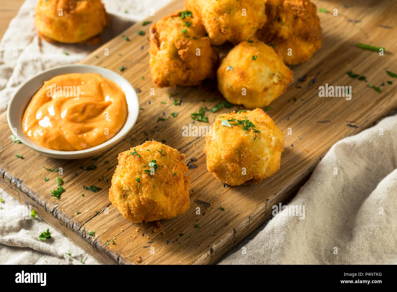 Homemade Deep Fried Potato Croquettes with Sauce Stock Photo - Alamy