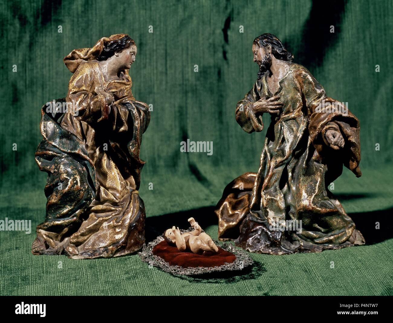 SAN JOSE, LA VIRGEN MARIA Y EL NIÑO JESUS - FIGURAS DEL BELEN - SIGLO ...