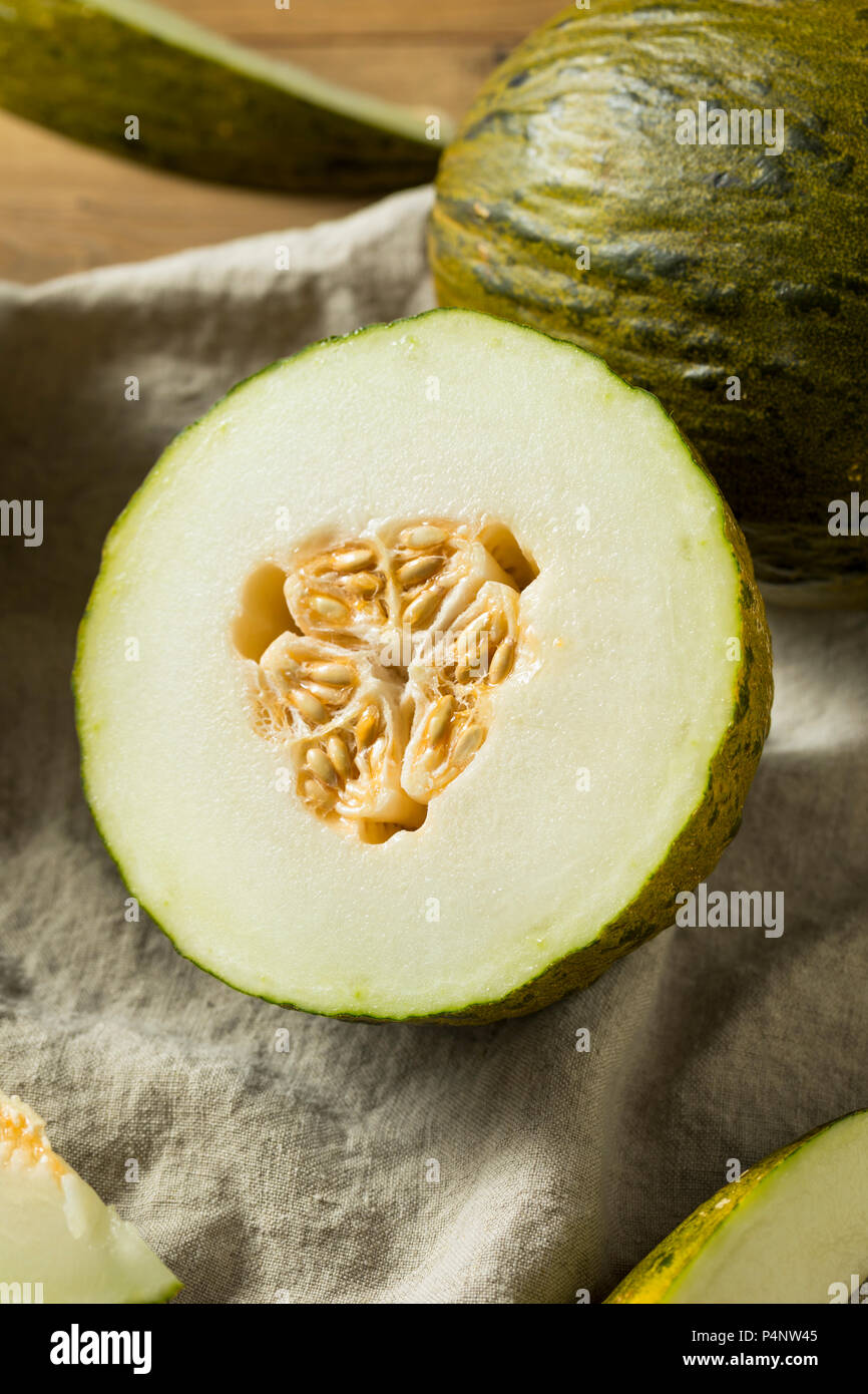 Raw Green Organic Santa Claus Melon Ready to Eat Stock Photo - Alamy