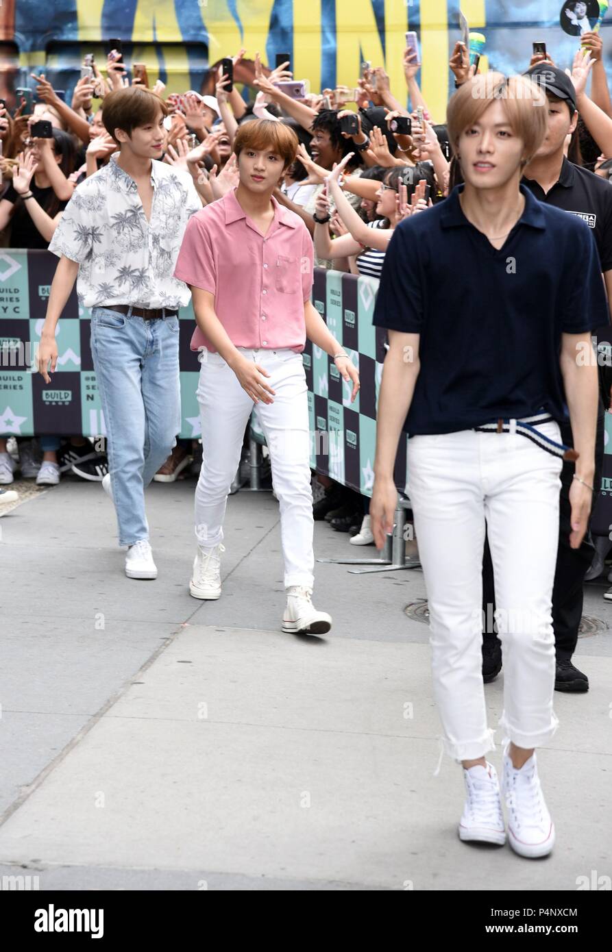 New York, NY, USA. 22nd June, 2018. NCT 127, Winwin, seen at BUILD Series out and about for ...