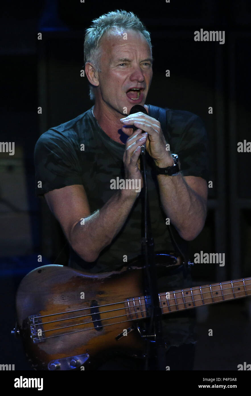 Athens, Greece. 22nd June, 2018. British singer Sting performs during ...