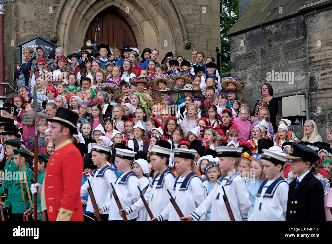 Scotland, UK. 23 June 2018. Peebles Beltane - Red Letter Day Peebles ...