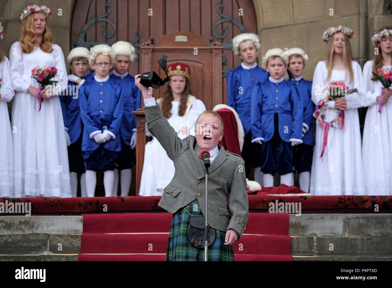 Scotland, UK. 23 June 2018. Peebles Beltane - Red Letter Day Peebles ...