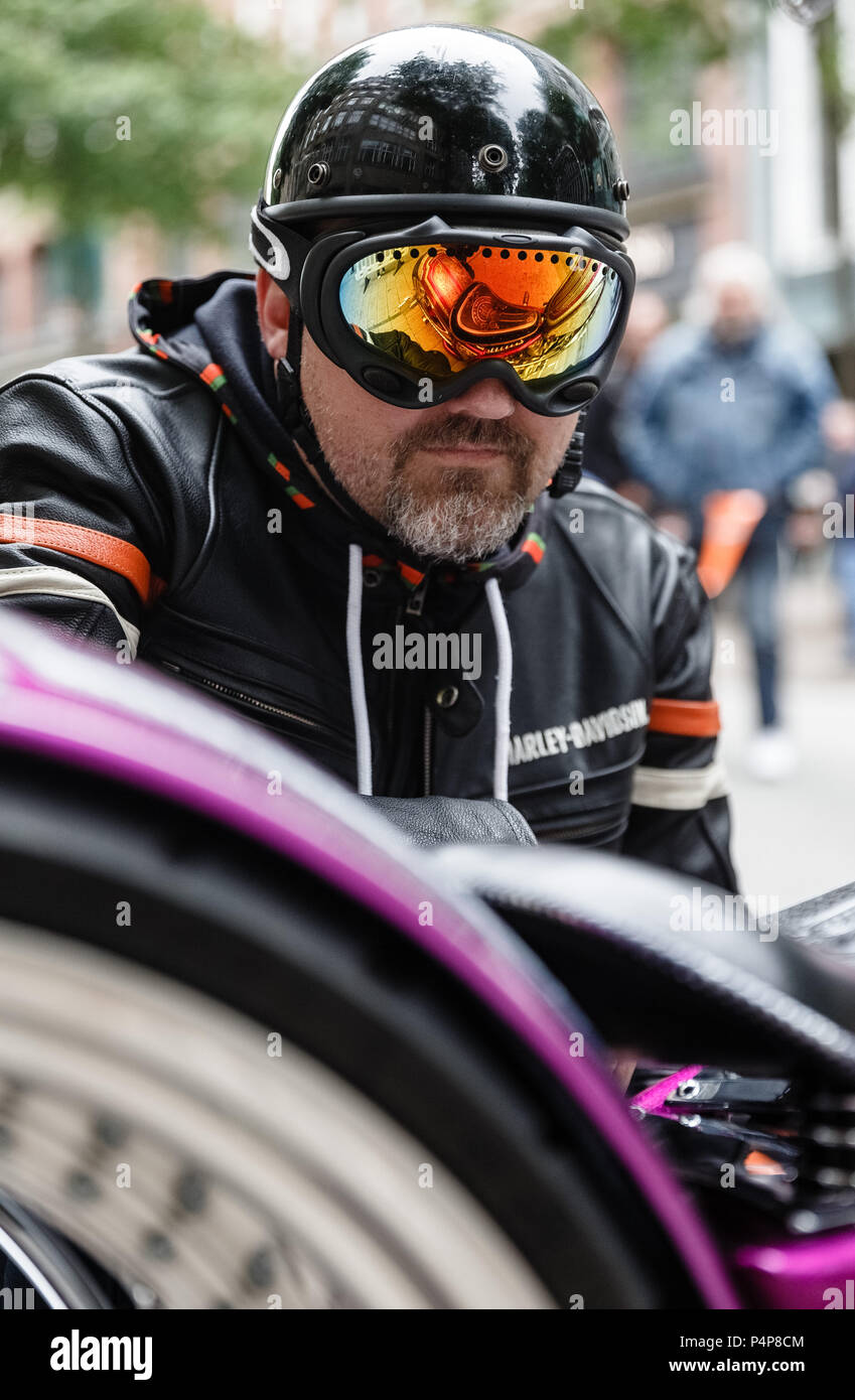 Hamburg, Germany. 23rd June, 2018. Harley Davidson driver Thomas Theis ...