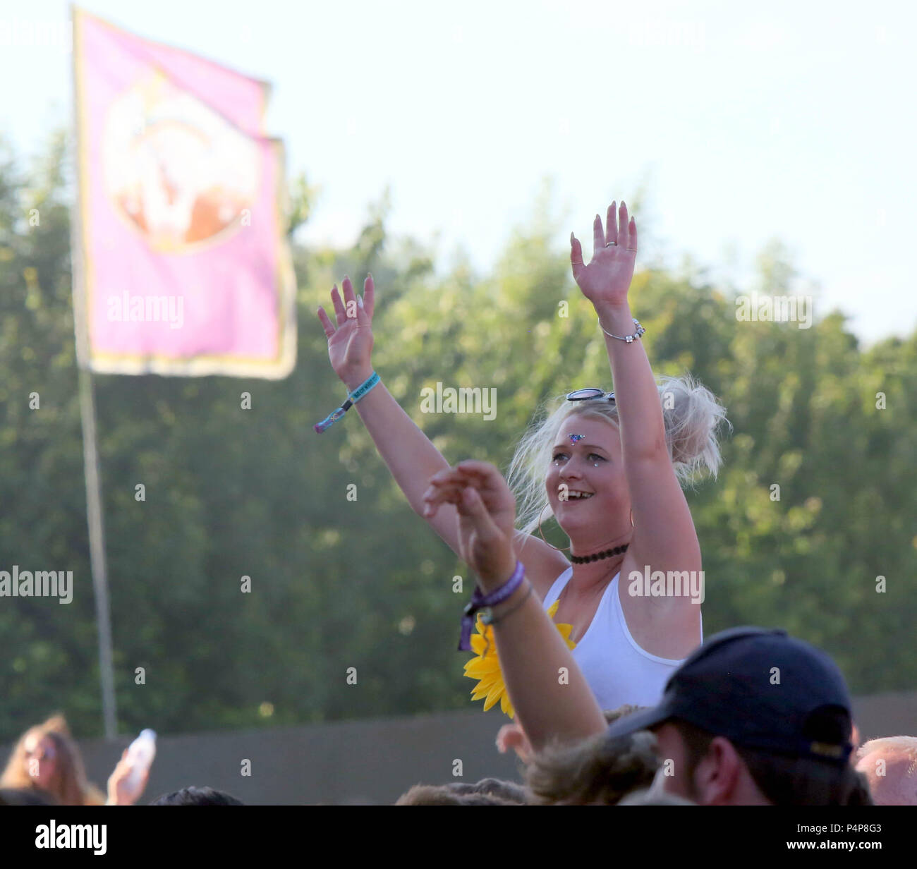 Newport, UK. 22 June 2018. Rita Ora proves her quirky sense of style in ...