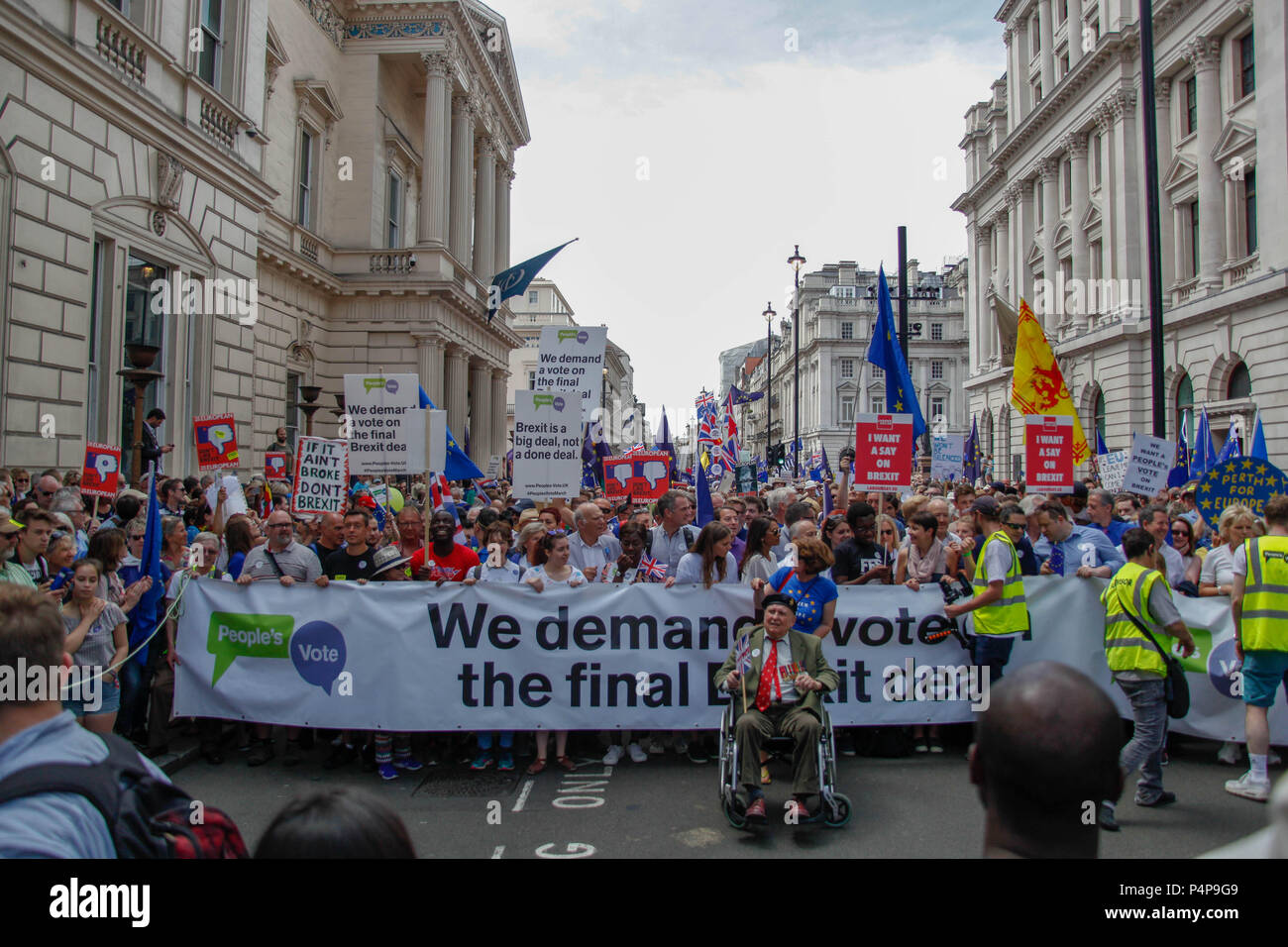 London, UK. 23rd June 2018. Anti-Brexit protesters at the People's Vote ...