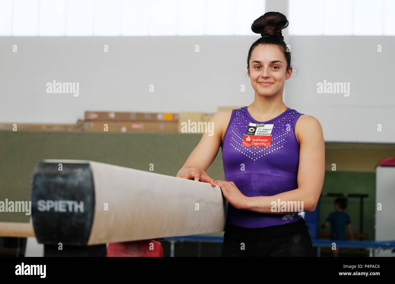 Germany, Chemnitz. 28th May, 2018. Gymnast Pauline Schaefer poses next ...