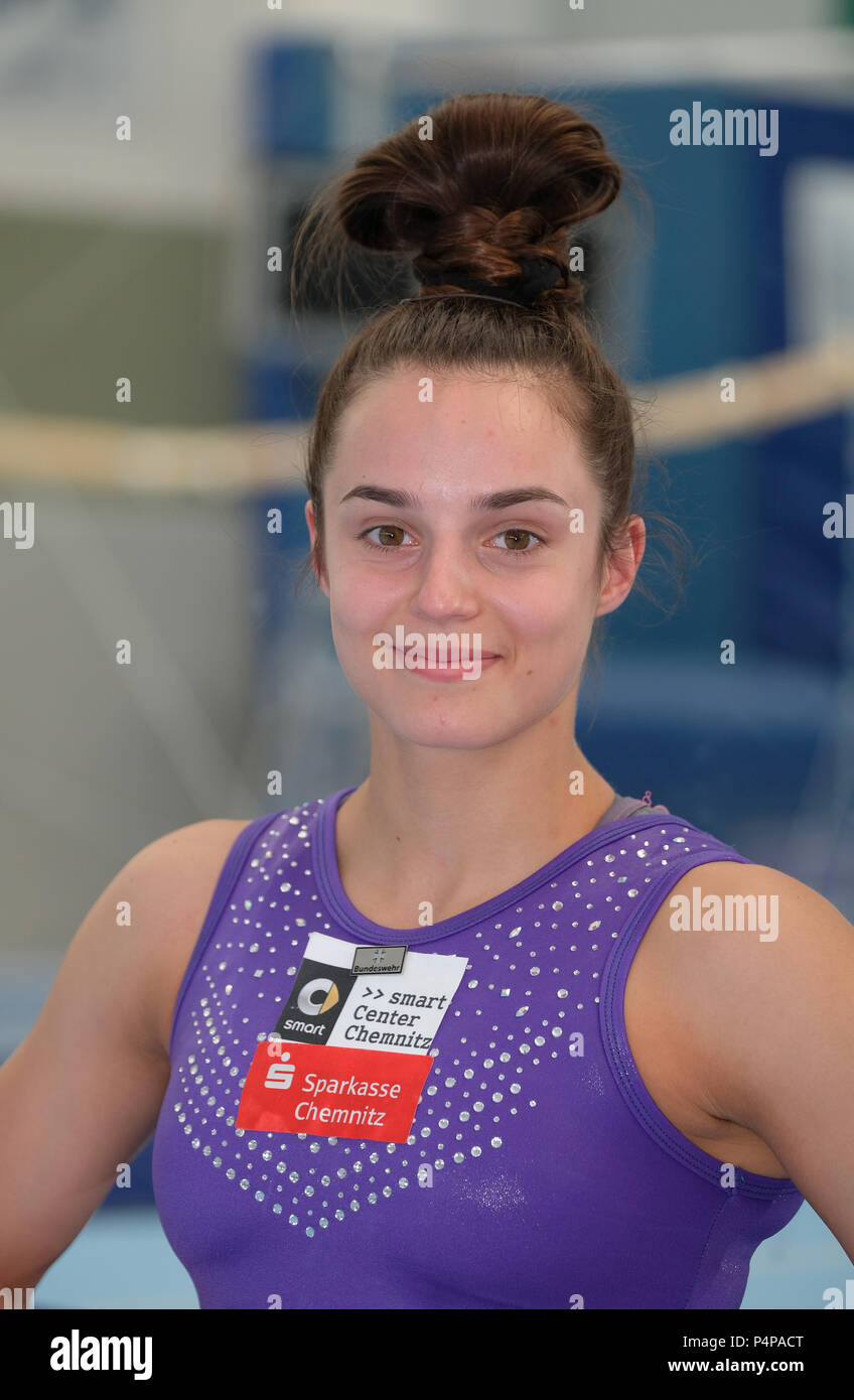 Germany, Chemnitz. 28th May, 2018. Gymnast Pauline Schaefer poses next ...
