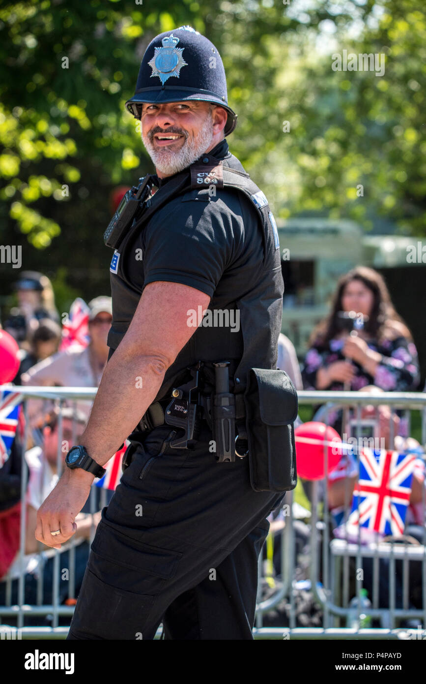 Sussex police officer Lee Willis entertains crowds on the Long Walk on ...