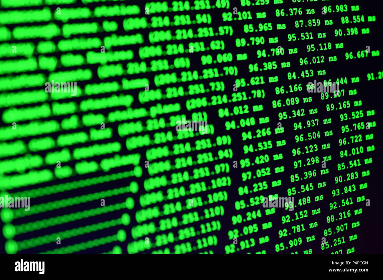 Macro shot of the command line on the monitor of the office computer ...