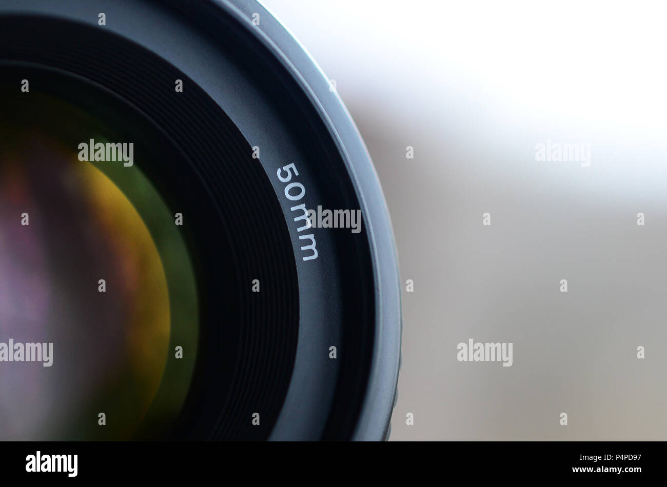 Fragment of a portrait lens for a modern SLR camera. A photograph of a ...