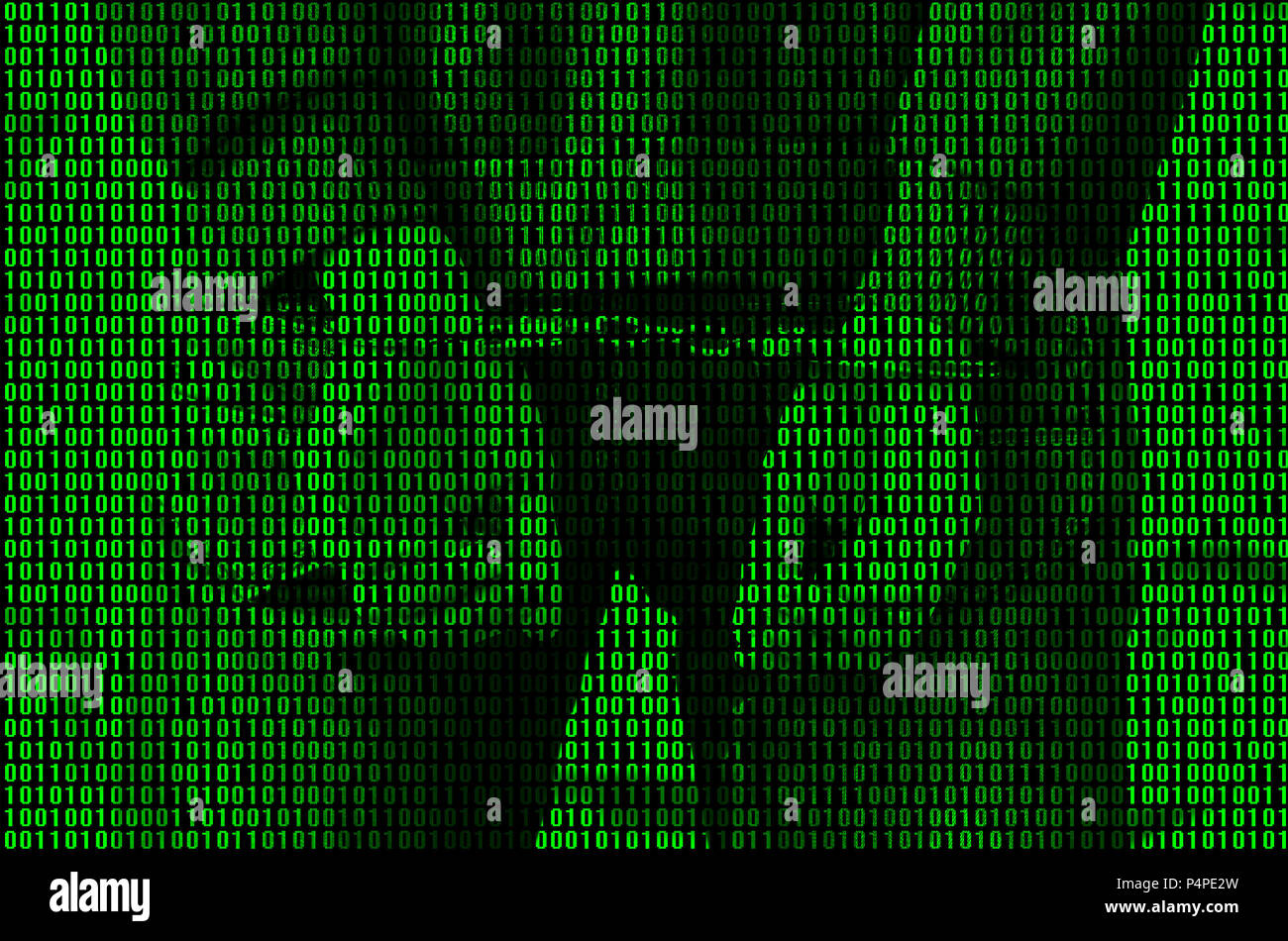 An image of a binary code from bright green figures, through which the ...