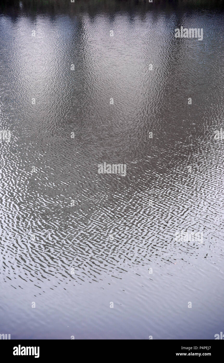 The texture of the water in the river under the influence of wind. A ...