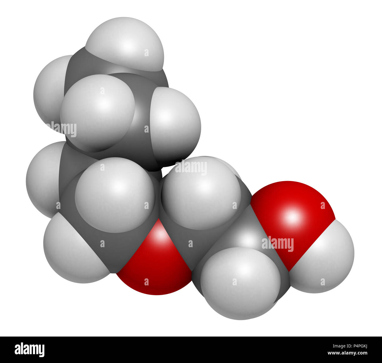2-butoxyethanol molecule. Used as solvent and surfactant. 3D rendering ...
