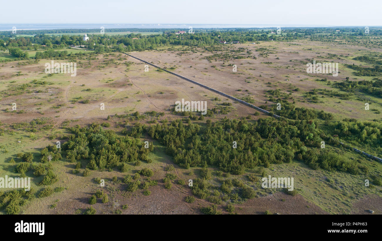 Aerial photo of Stora Alvaret on öland in Sweden (at Vickleby Alvar ...