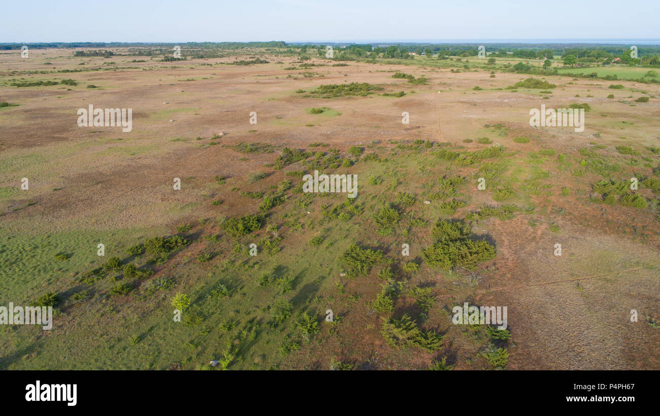 Aerial photo of Stora Alvaret on öland in Sweden (at Vickleby Alvar ...