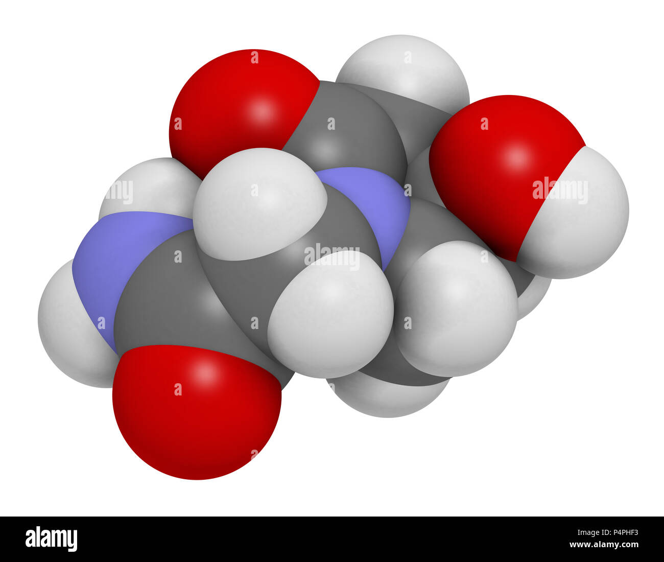 Oxiracetam nootropic drug molecule. 3D rendering. Atoms are represented ...