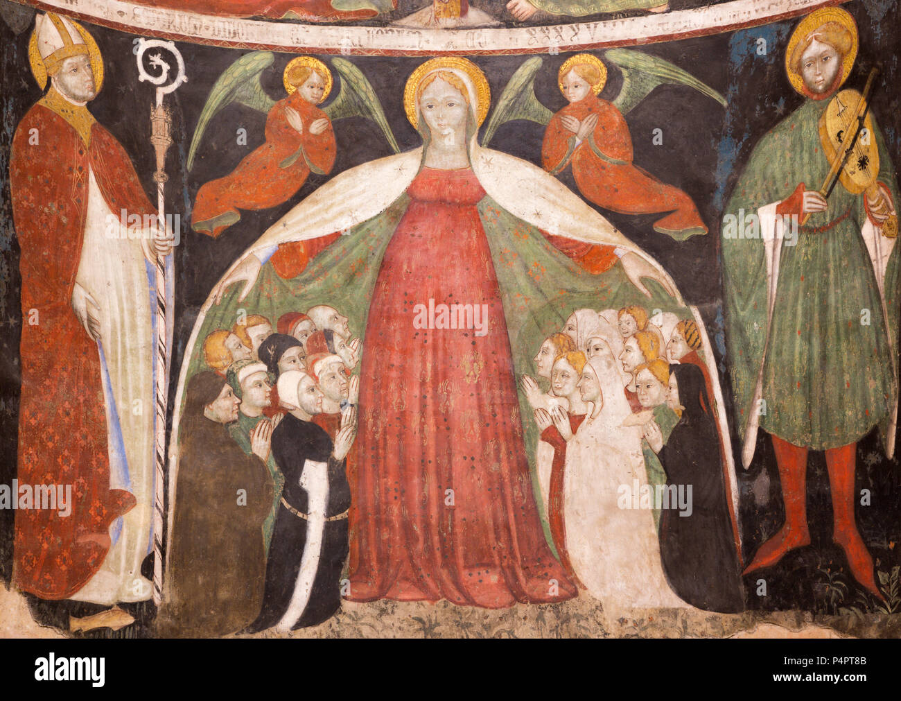 PARMA, ITALY - APRIL 16, 2018: The fresco of Virgin Mary among the ...