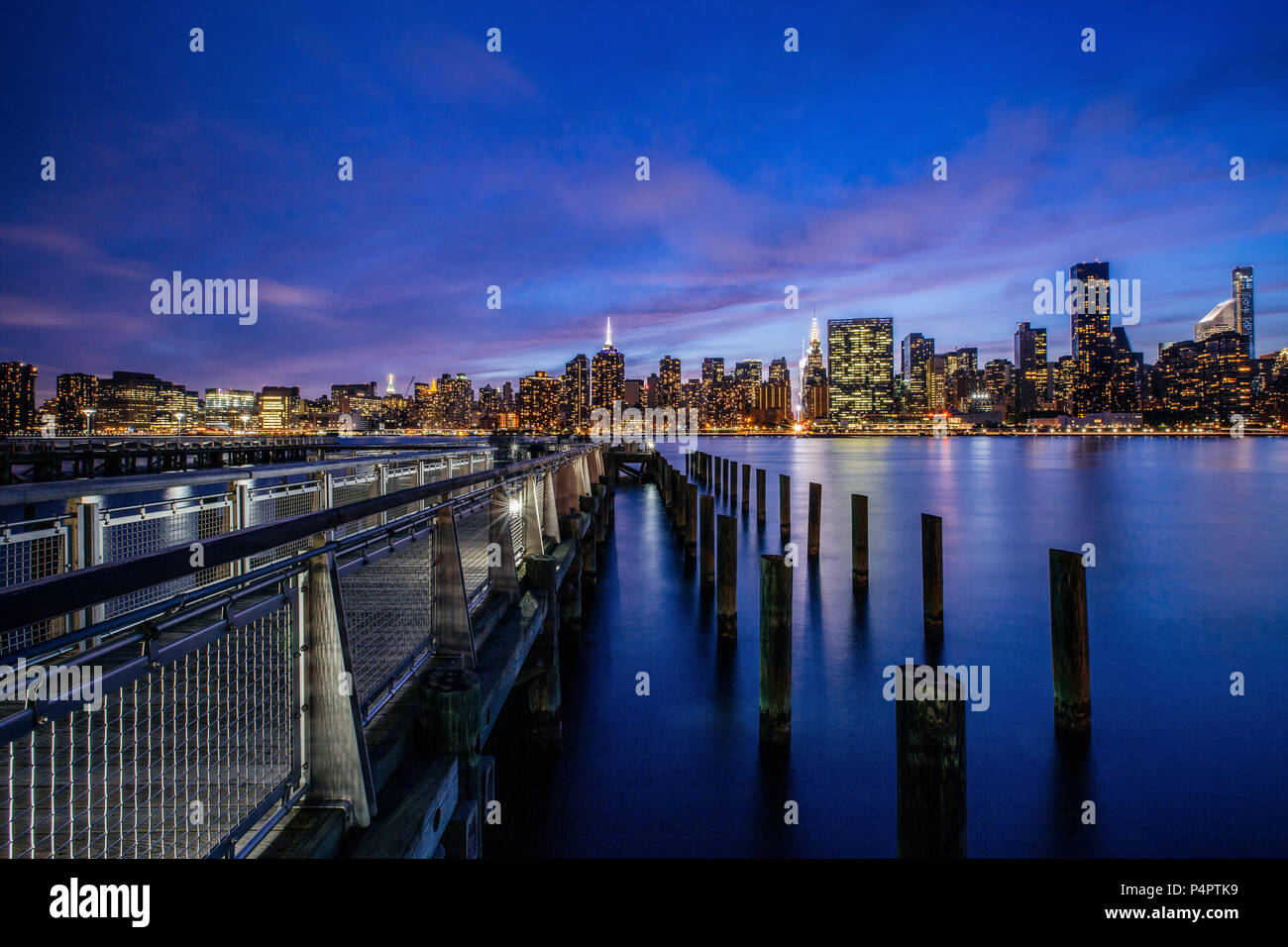 Sunset at Midtown Manhattan Skyline, New York United States Stock Photo ...